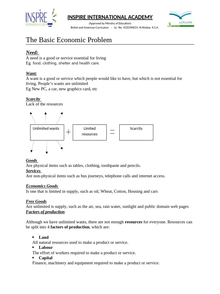 Economics-11A-Basic Economic Ideas and Resource Allocation | PDF ...