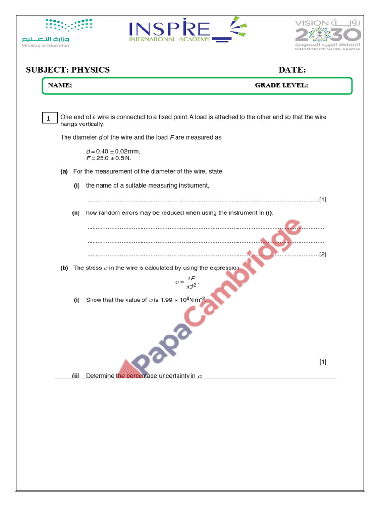 Physics Study Guide Template | PDF