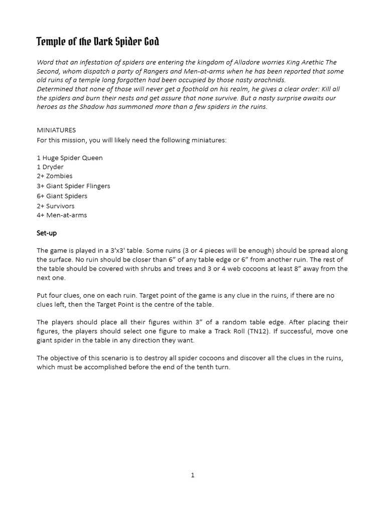 Temple of The Dark Spider God RoSD | PDF | Spider