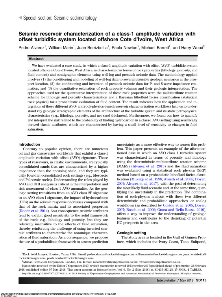 Seismic Reservoir Characterization of A Class-1 Amplitude Variation ...