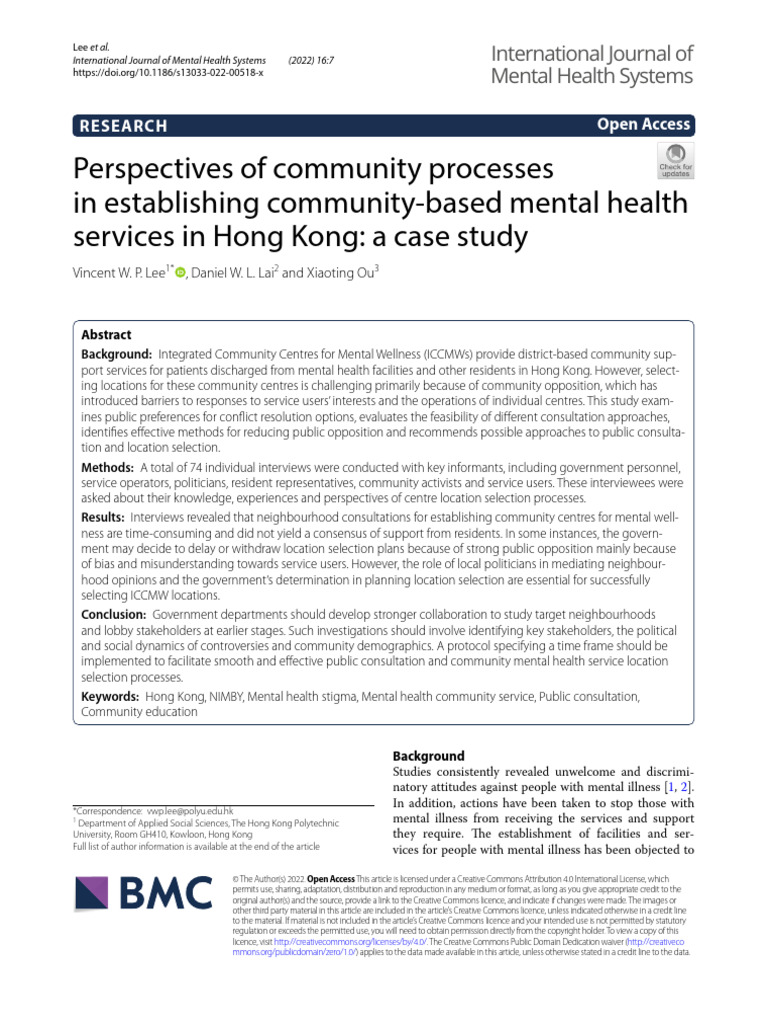 Perspectives of Community Processes in Establishing Community-Based ...