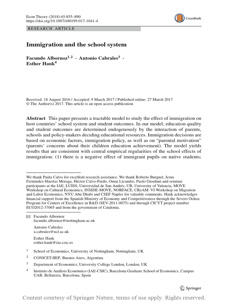 Immigration and The School System | PDF | Immigration | Motivation