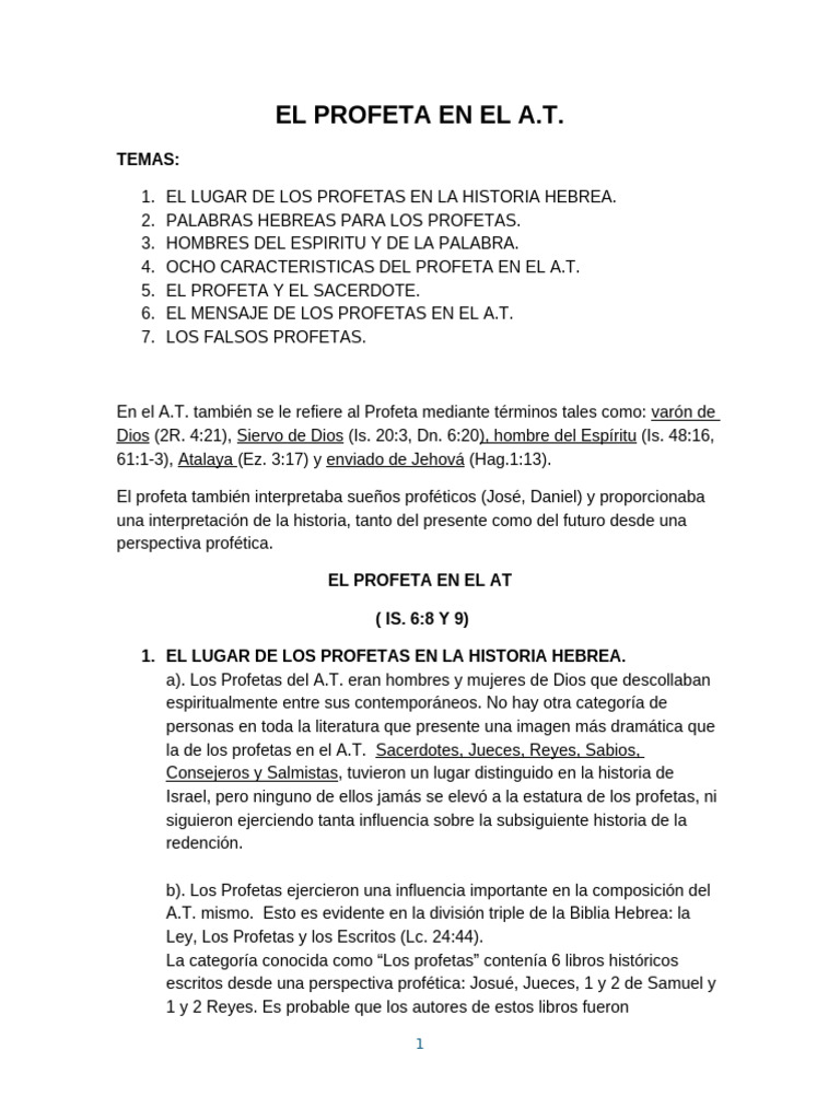 El Profeta en el Antiguo Testamento | PDF | Profeta | Creencia ...