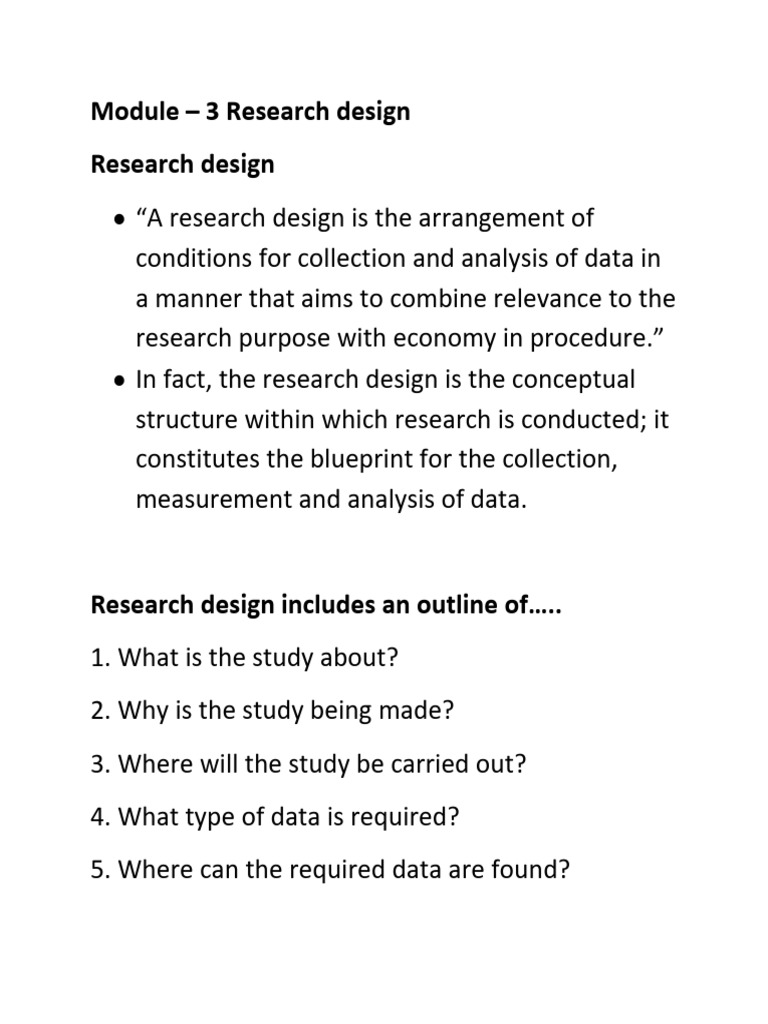 Module - 3 Research Design | PDF | Data | Sampling (Statistics)