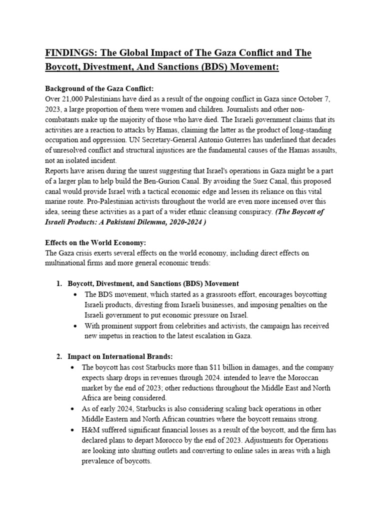 Report For Economics | PDF | Boycott, Divestment And Sanctions | Boycott