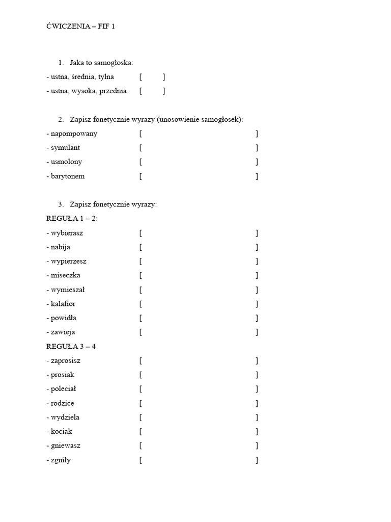 Ćwiczenia 1 - Fif 2024-2025 | PDF