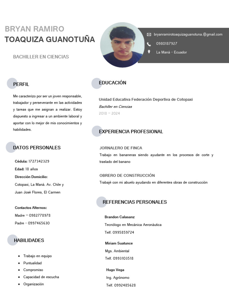 CV - Bryan Toaquiza Guanotuña 2024 | PDF