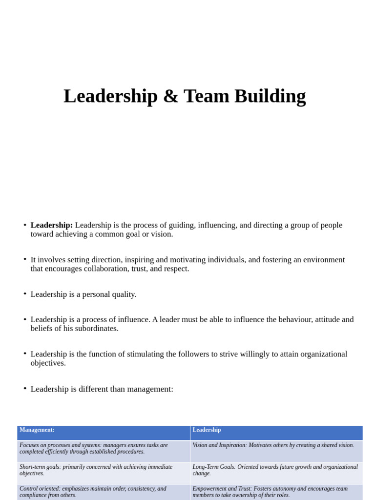 Leadership & Team Building | PDF | Leadership | Goal