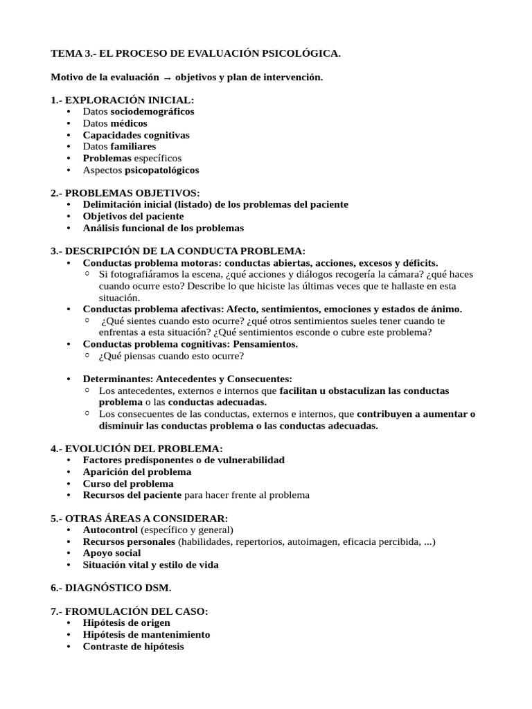 Tema 3. - Ev. Dia. Psi. | PDF