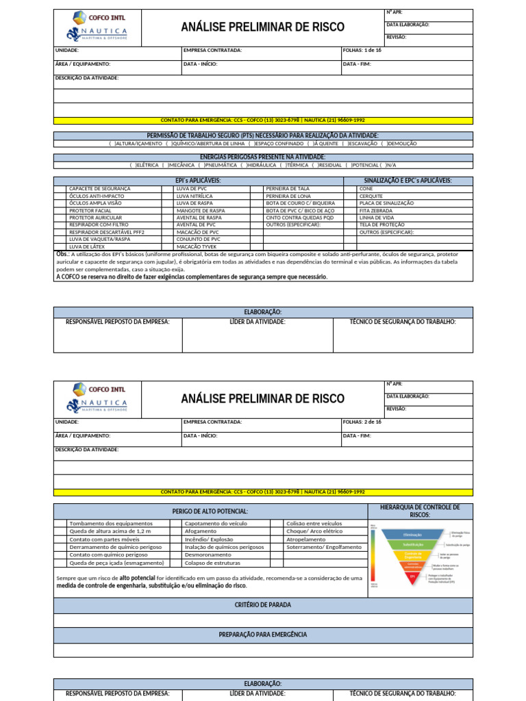 FORM - proc.SEG.C.015.001 - Rev01 - Formulário de Análise Preliminar de ...