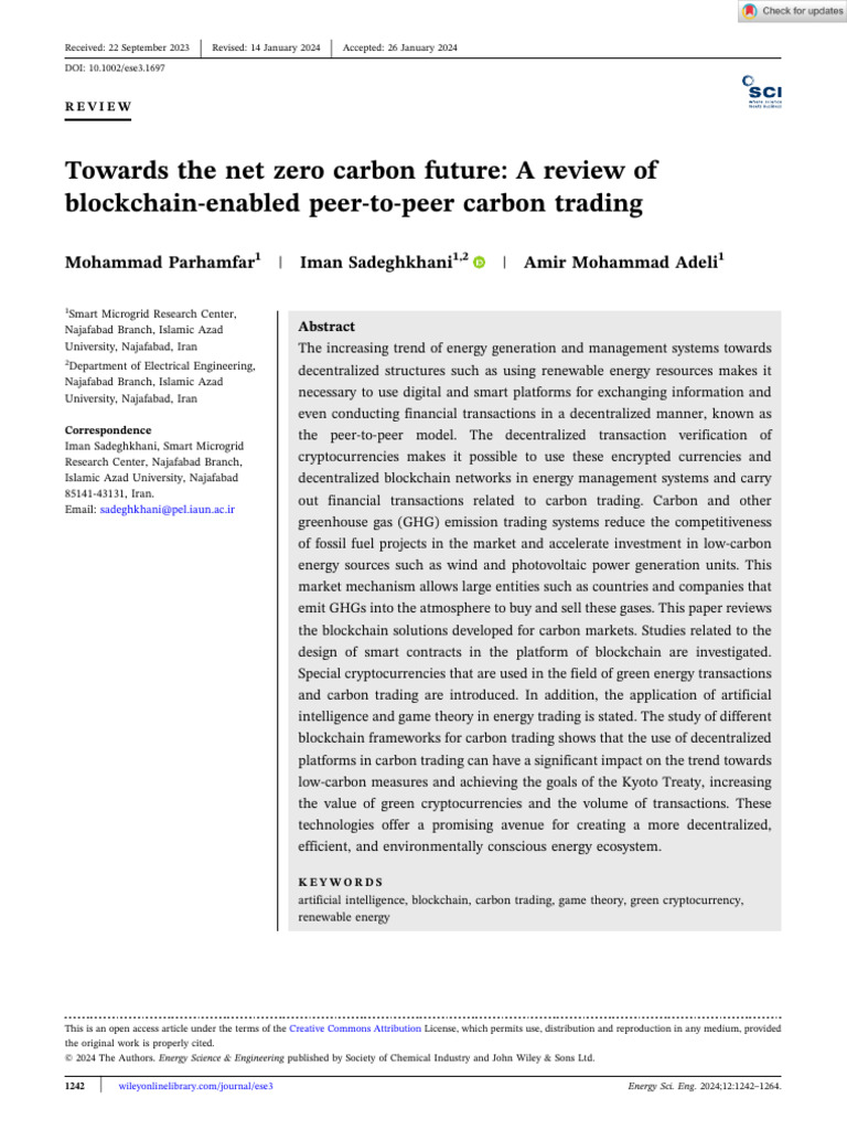 Energy Science Engineering - 2024 - Parhamfar - Towards The Net Zero ... Energy Science Engineering - 2024 - Parhamfar - Towards The Net Zero ...
