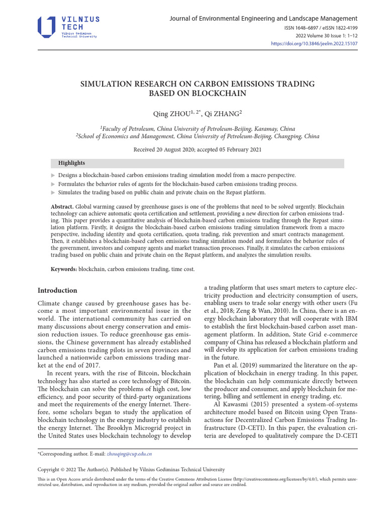 Simulation Research On Carbon Emissions Trading Based On Blockchain ...
