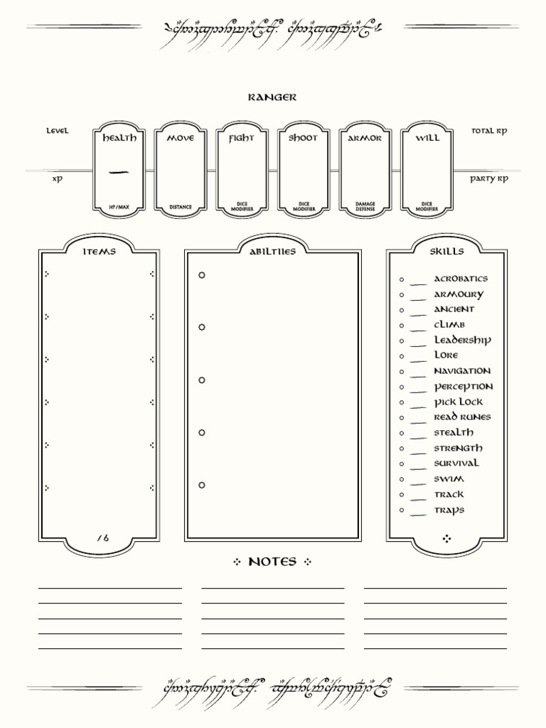 ROSD - LOTR Hoja Personaje | PDF