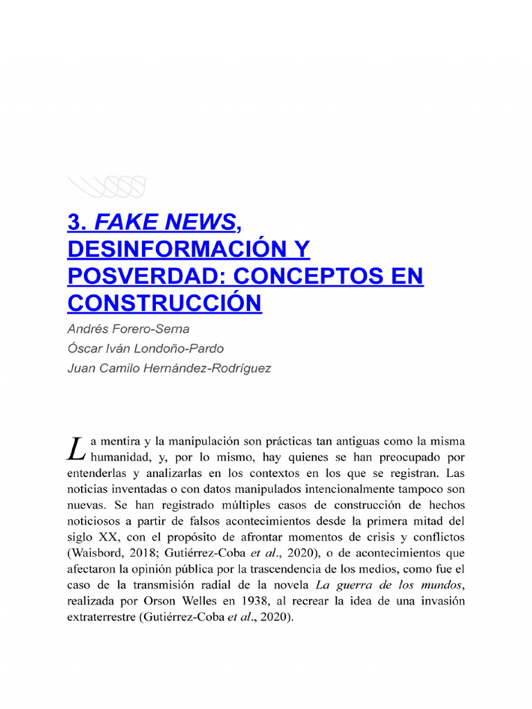 Fake News Desinformaci N y Posverdad Conceptos en Construcci N | PDF