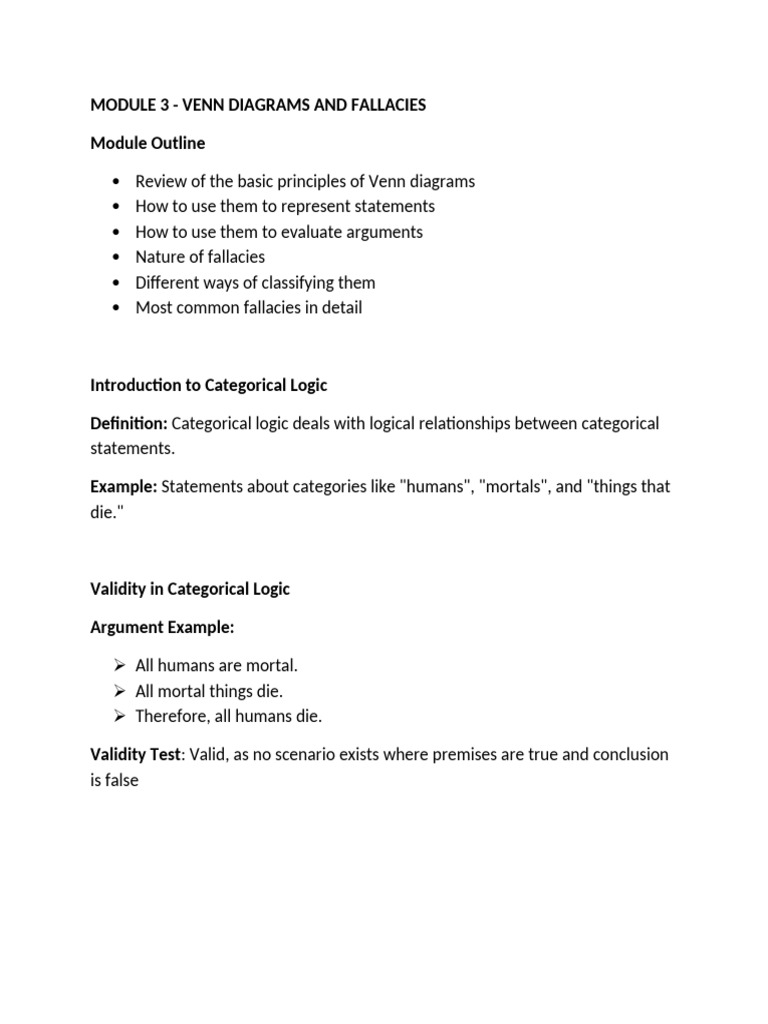 Module 3 - Venn Diagrams and Fallacies | PDF | Logic | Fallacy
