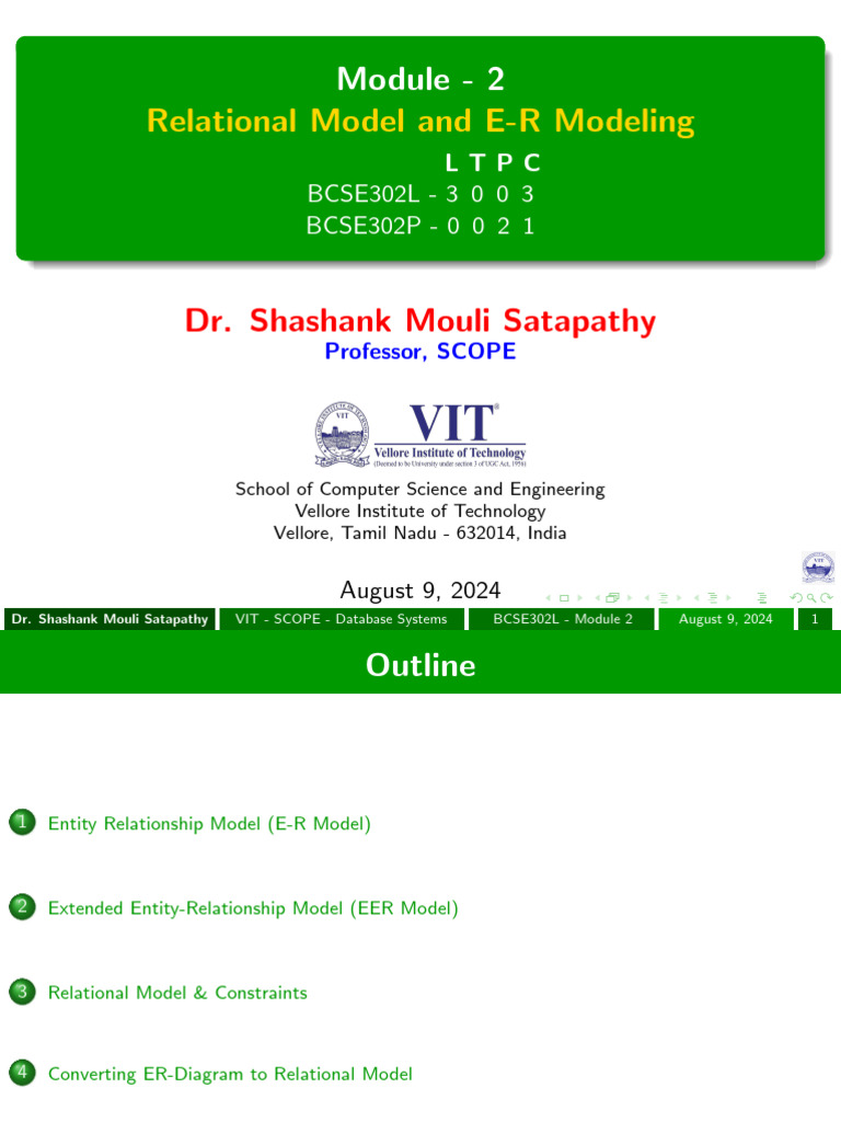Bcse302l Dbms Module-2 Smsatapathy | PDF | Relational Model | Relational Database