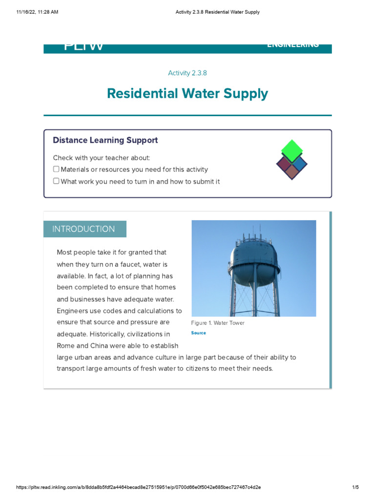 Activity 2.3.8 Residential Water Supply Civil Engineering And... | PDF ...