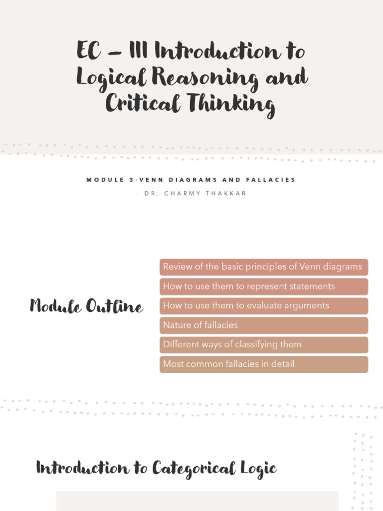 EC III Module 3 Venn Diagrams and Fallacies | PDF | Logic | Fallacy