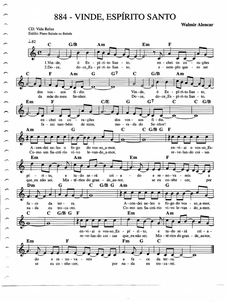 Vinde Ó Espírito Santo Vida Reluz | PDF