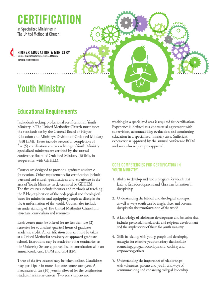 Certification Youth Ministry 2016 | PDF | United Methodist Church ...
