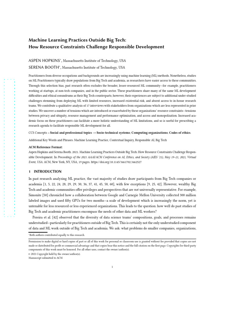 ML Development Under Resource Constraints | PDF | Artificial Intelligence | Intelligence (AI ...