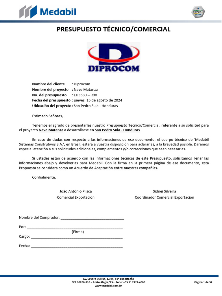 EH3680.R00-Presupuesto Técnico y Comercial | PDF | Presupuesto | Hormigón
