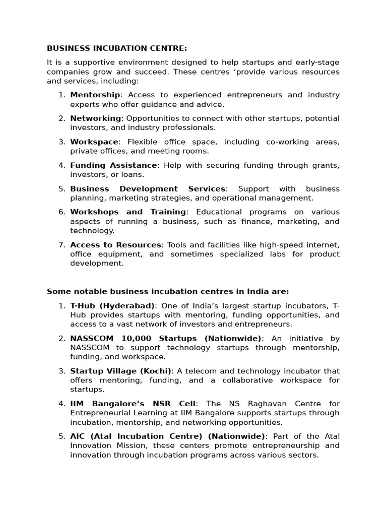 Business Incubation and Startup Growth in India | PDF | Startup Company ...