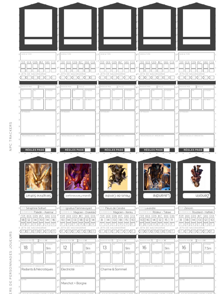 Planches D'impression Éditable - PNJ Récurrents | PDF