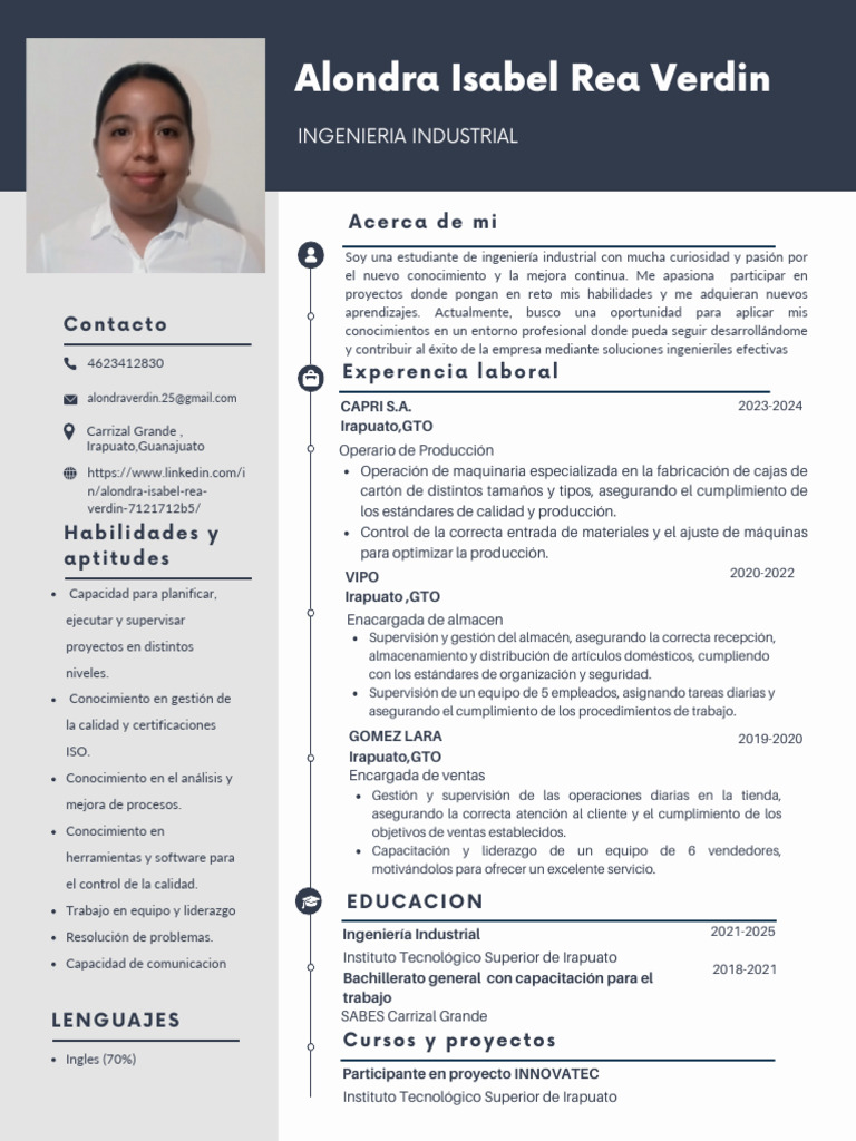 Alondra Isabel Rea Verdin - Dual | PDF | Ingeniería Industrial ...