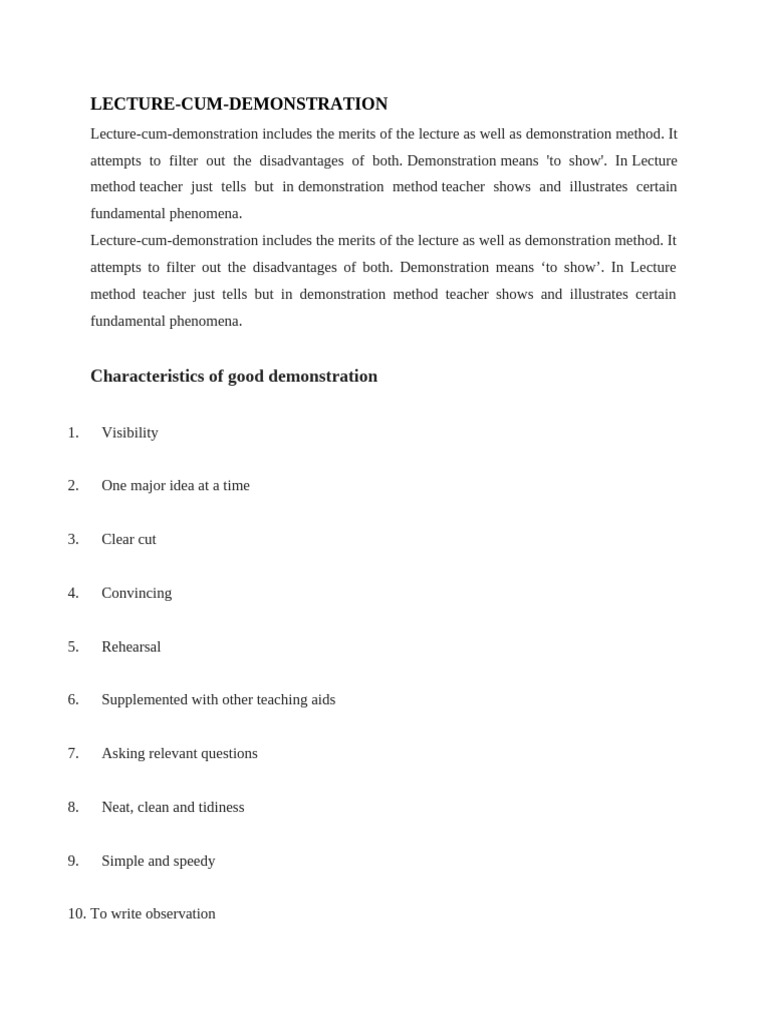 Lecture Cum Demonstartion | PDF | Experiment | Teachers