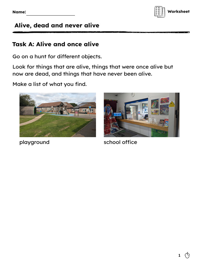 Alive, Dead, and Never Alive Worksheet | PDF