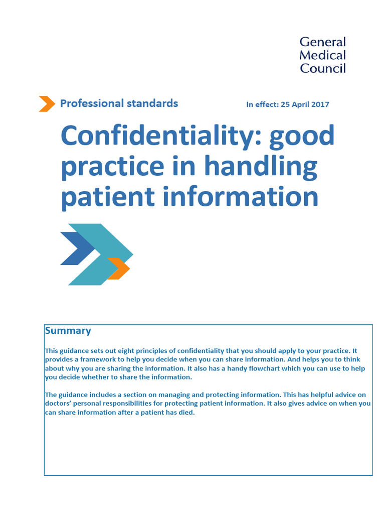 GMC Guidance For Doctors - Confidentiality Good Practice in Handling ...