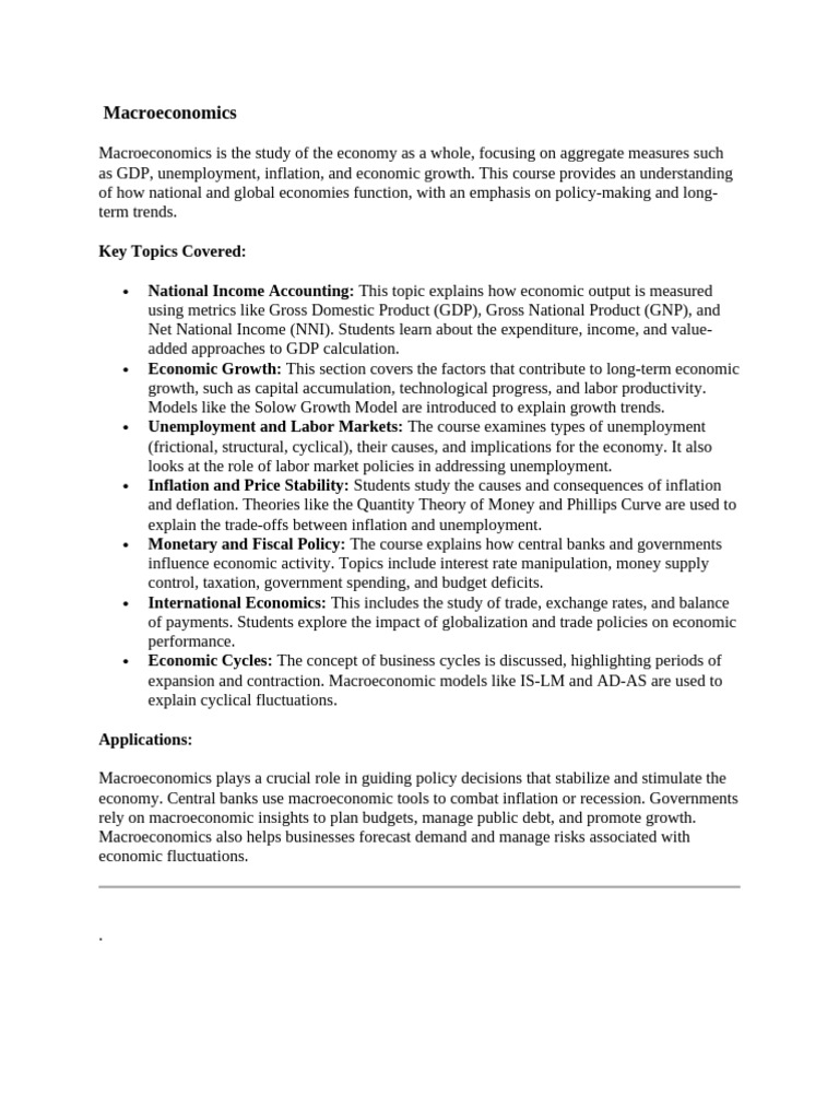 Macroeconomics Pdf Macroeconomics Inflation