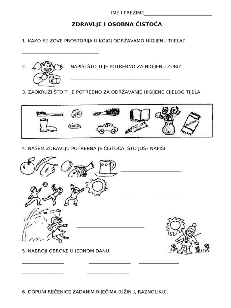 Zdravlje I Osobna Cistoca, 1.r.ancica | PDF