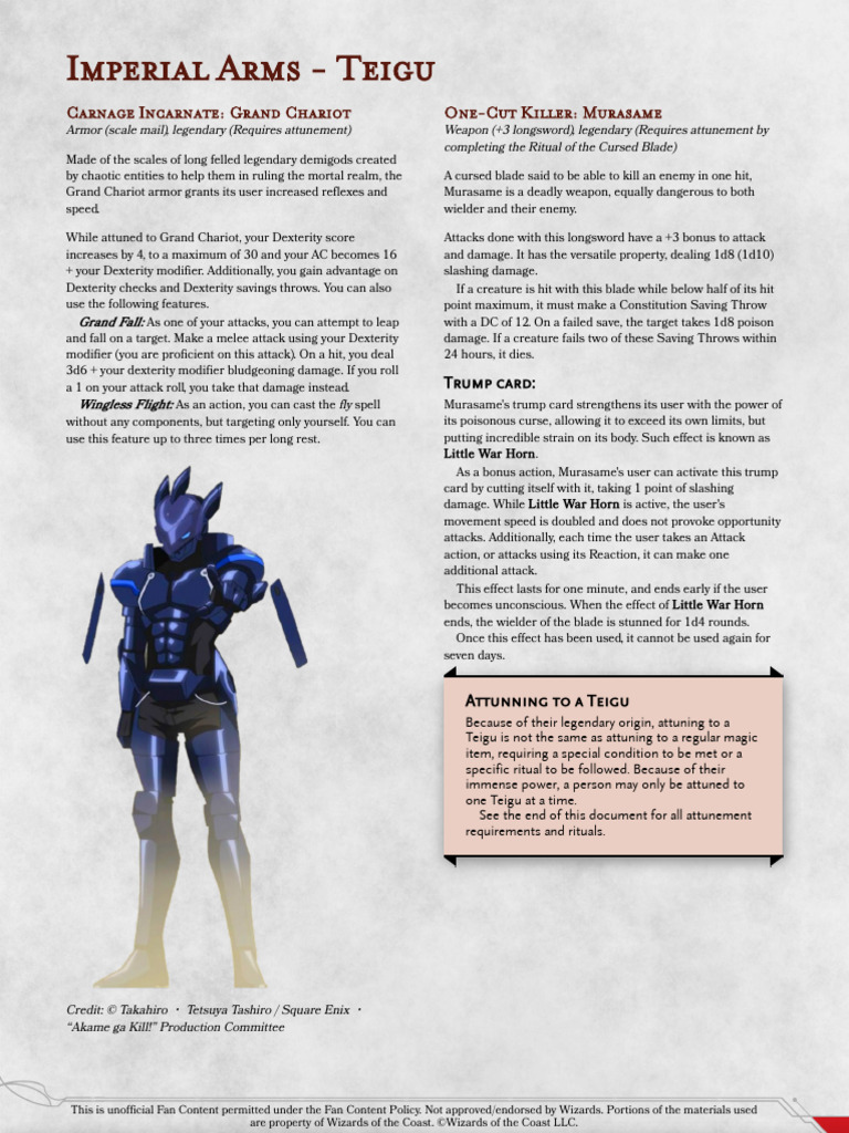 Teigu | PDF | Sword | Magician (Fantasy)