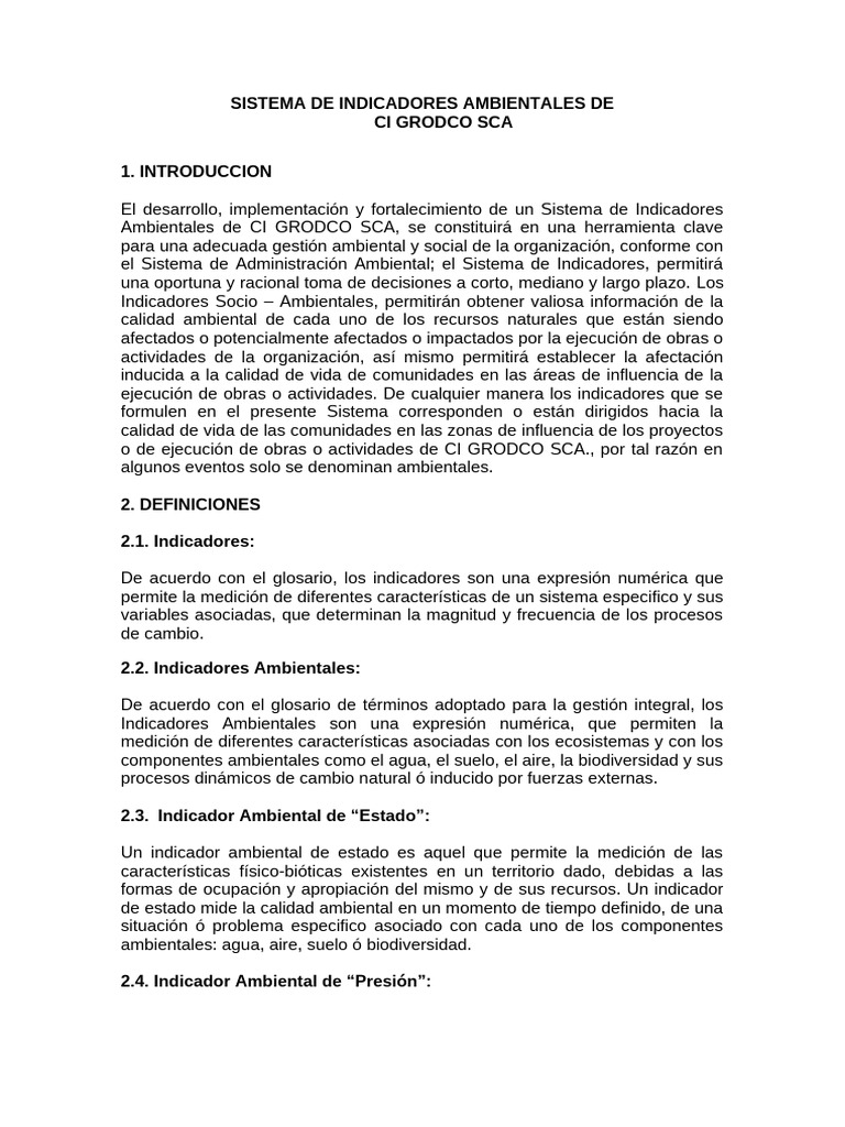 Sistema de Indicadores Socio-Ambientales | PDF | Entorno natural | Medición