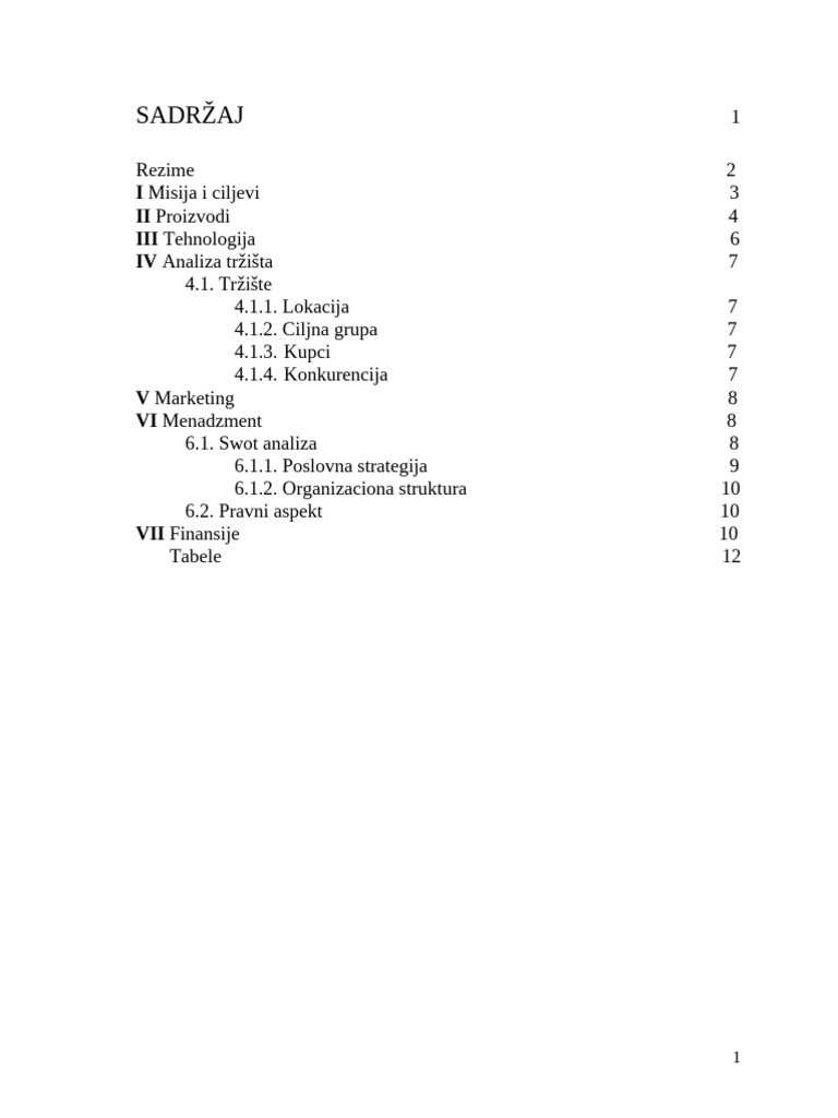 Biznis Plan Misija Vizija | PDF