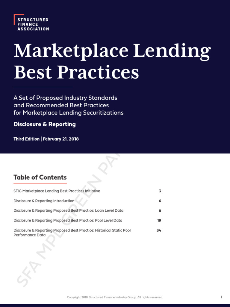 Marketplace Lending Best Practices | PDF | Loans | Securitization