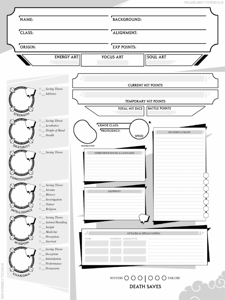 DBD&D - Character Sheet - Printable | PDF