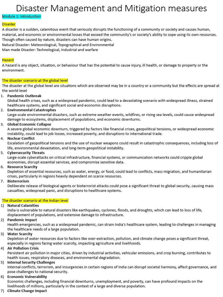 Disaster Management and Mitigation Overview | PDF | Storms | Cyclone