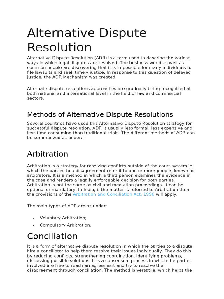 Alternative Dispute Resolution | PDF | Alternative Dispute Resolution | Arbitration