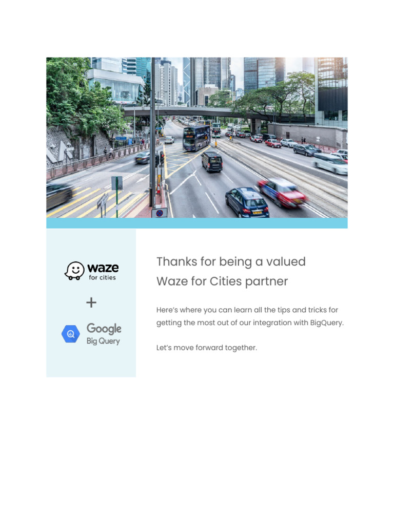 Waze For Cities Data - BigQuery Onboarding Guide | PDF | Data ...