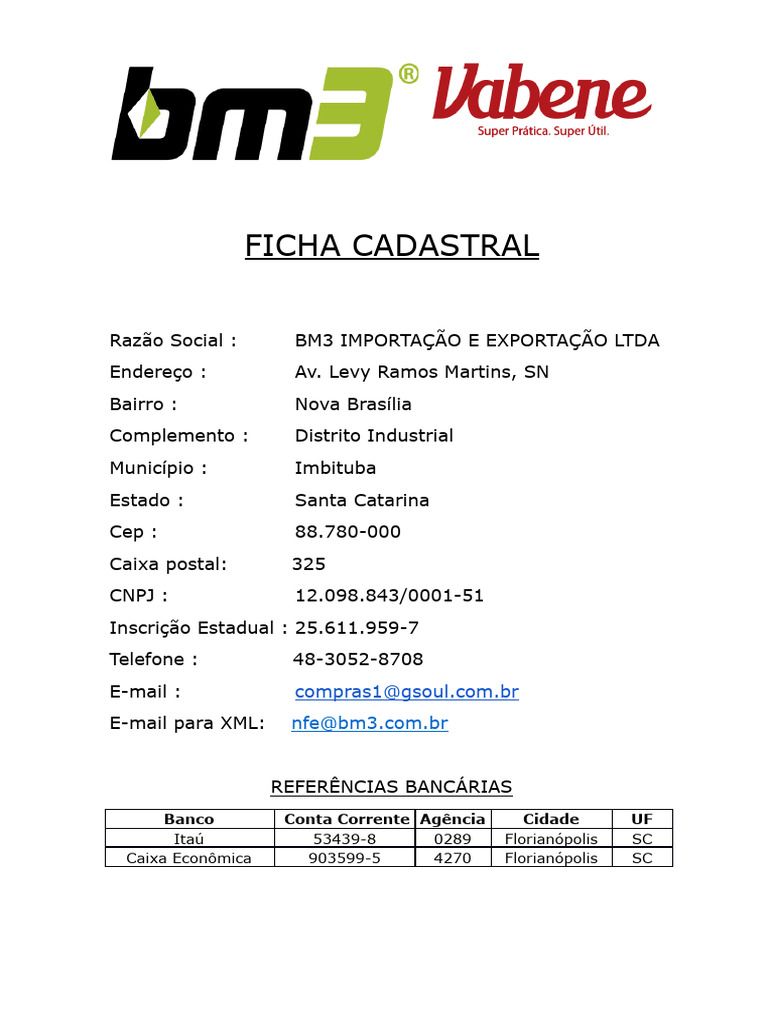 Ficha Cadastral Bm3 | PDF