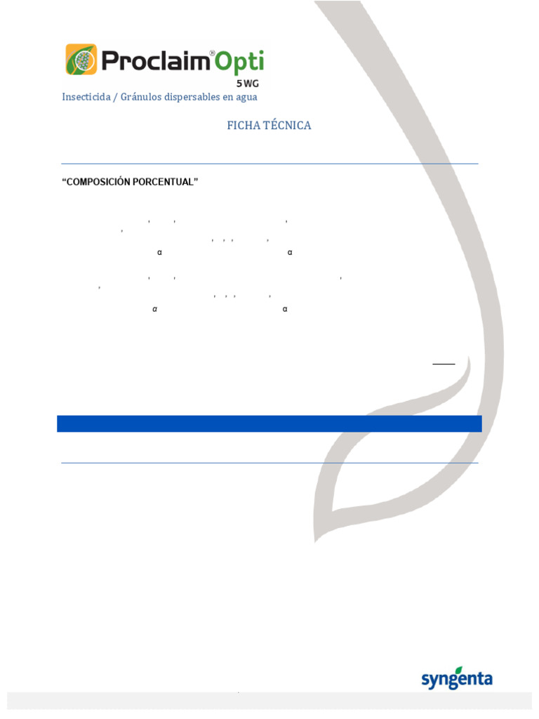 Fichatecnica-Proclaim Opti | PDF | Agua | Residuos