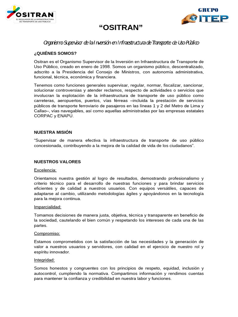 Documento de OSITRAN | PDF | Planificación