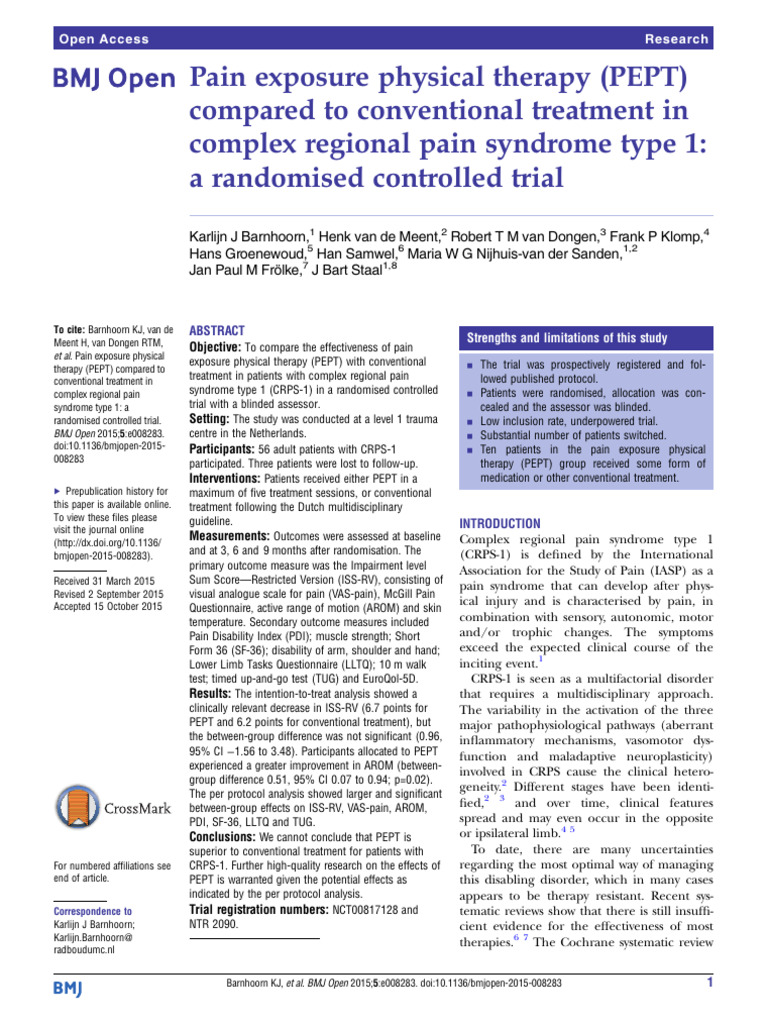 Barnhoorn Et Al. 2015. Pain Exposure Physical Therapay (PEPT) ... | PDF ...