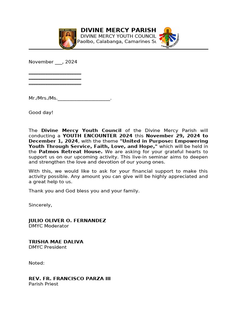 Solicitation Letter | PDF | Cooking, Food & Wine | Wellness