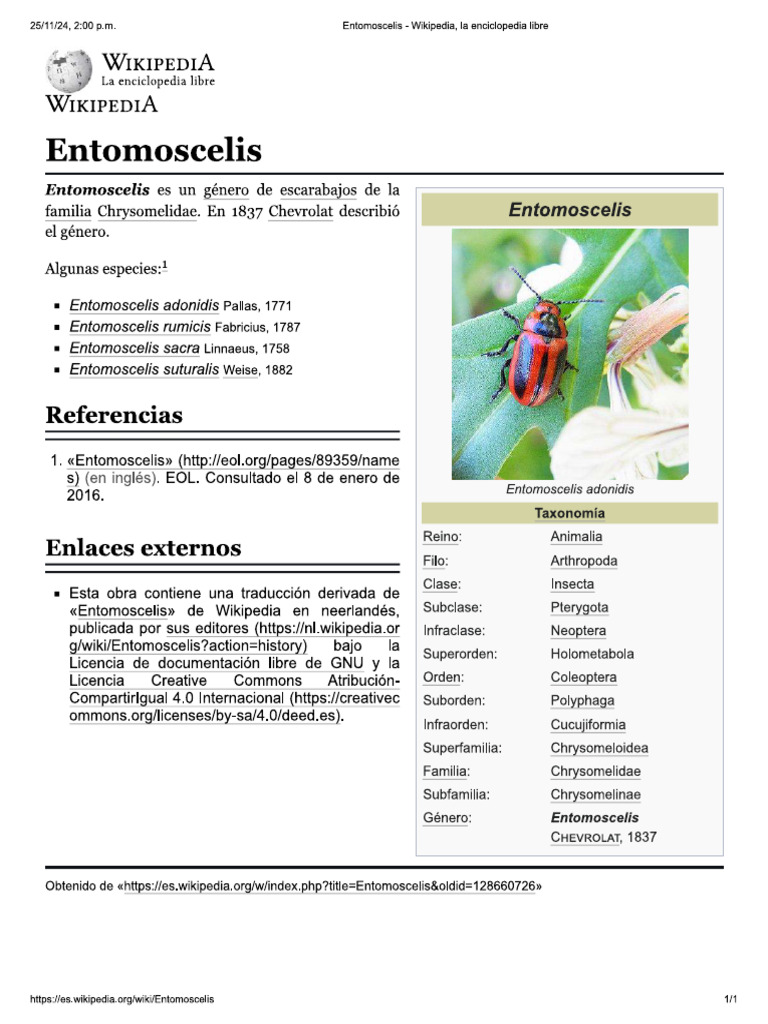 Entomoscelis - Wikipedia, La Enciclopedia Libre | PDF