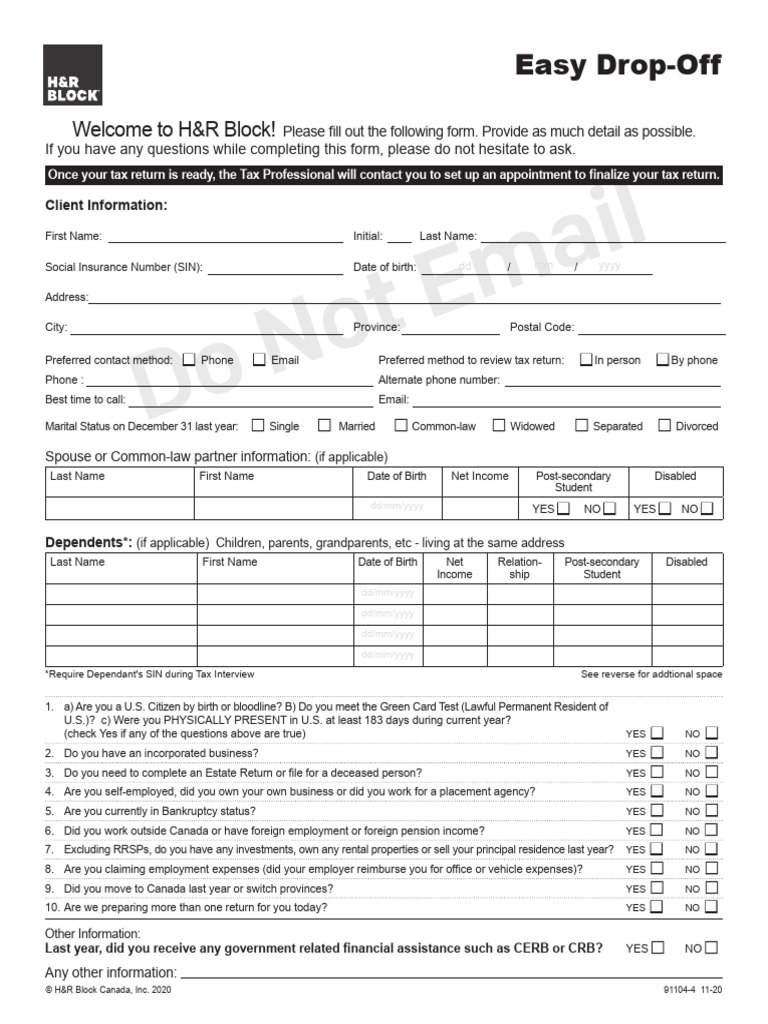 Easy Drop-Off Form - 2021 - Print | PDF