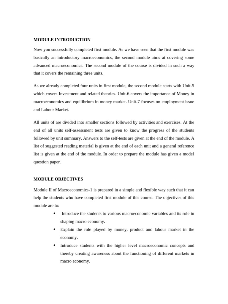 Module II | PDF | Investing | Macroeconomics